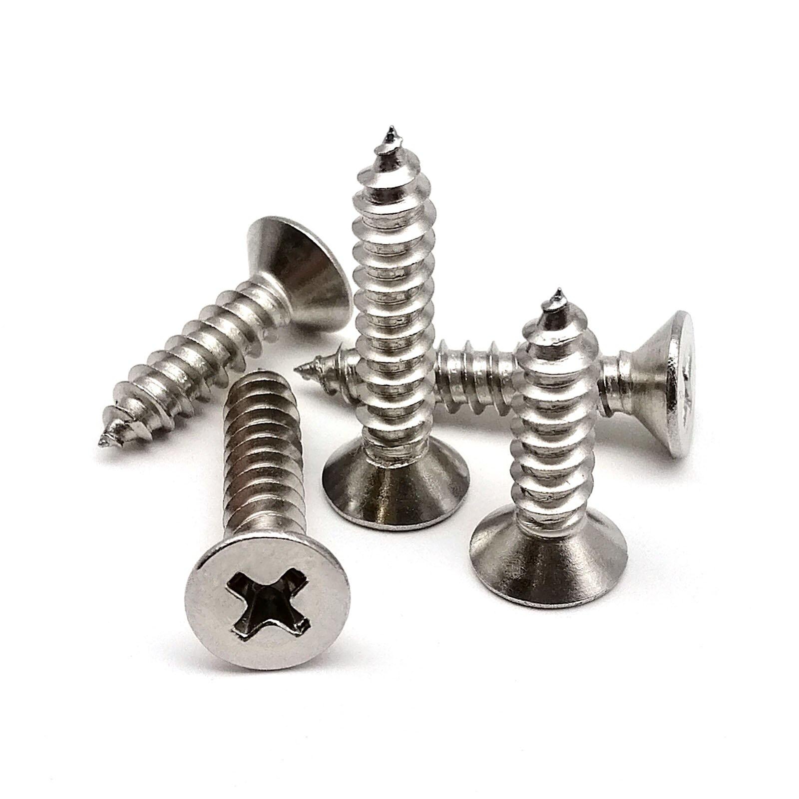 10/20pcs M5 M6 Marine Grade 304 A2 Stainless Steel Phillips Flat Countersunk Head Self-tapping ...