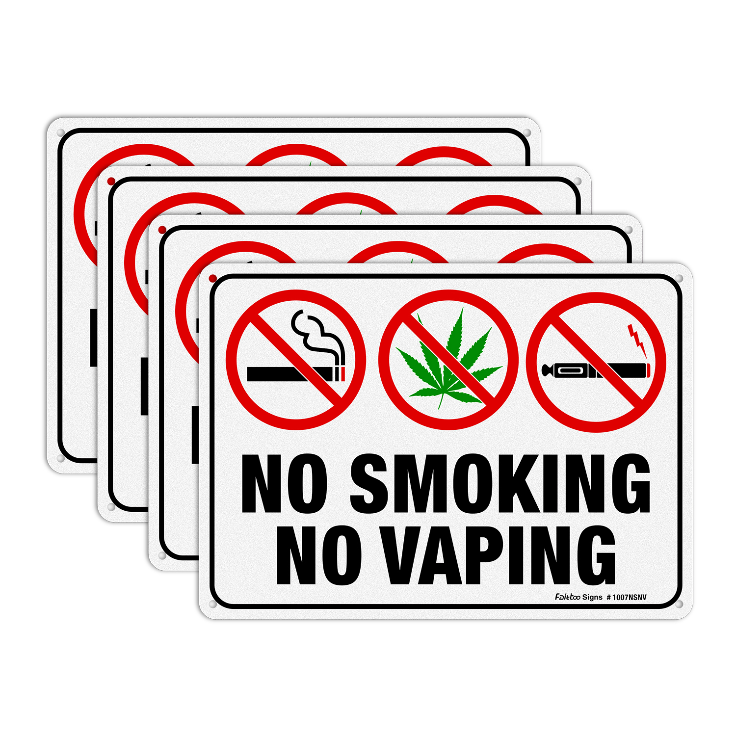 Faittoo No Smoking No Vaping Sign (4 Pack) 10 x 7 Inches Reflective ...