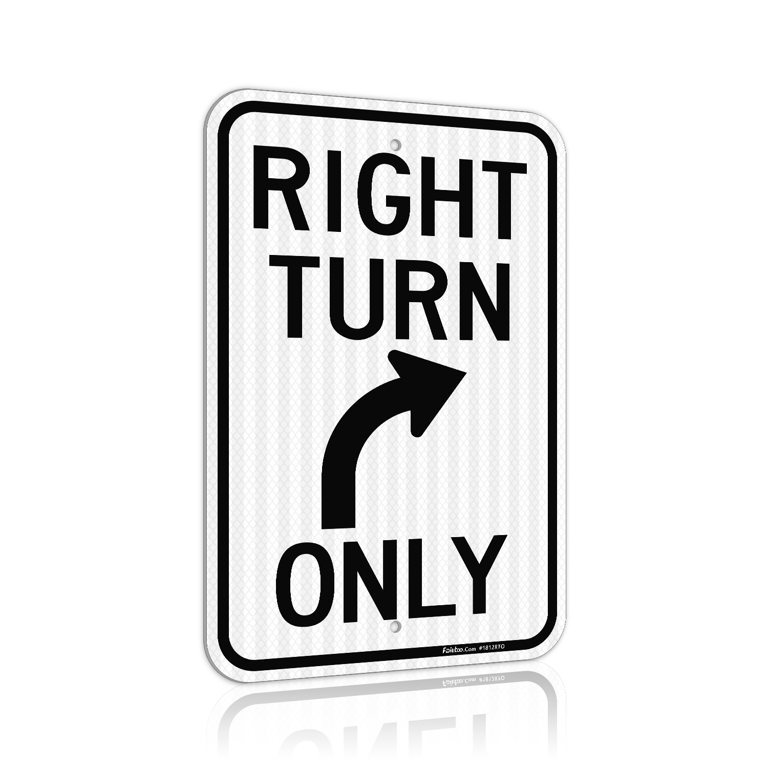 Faittoo Right Turn Only Sign, 18 x 12 Engineer Grade Reflective ...
