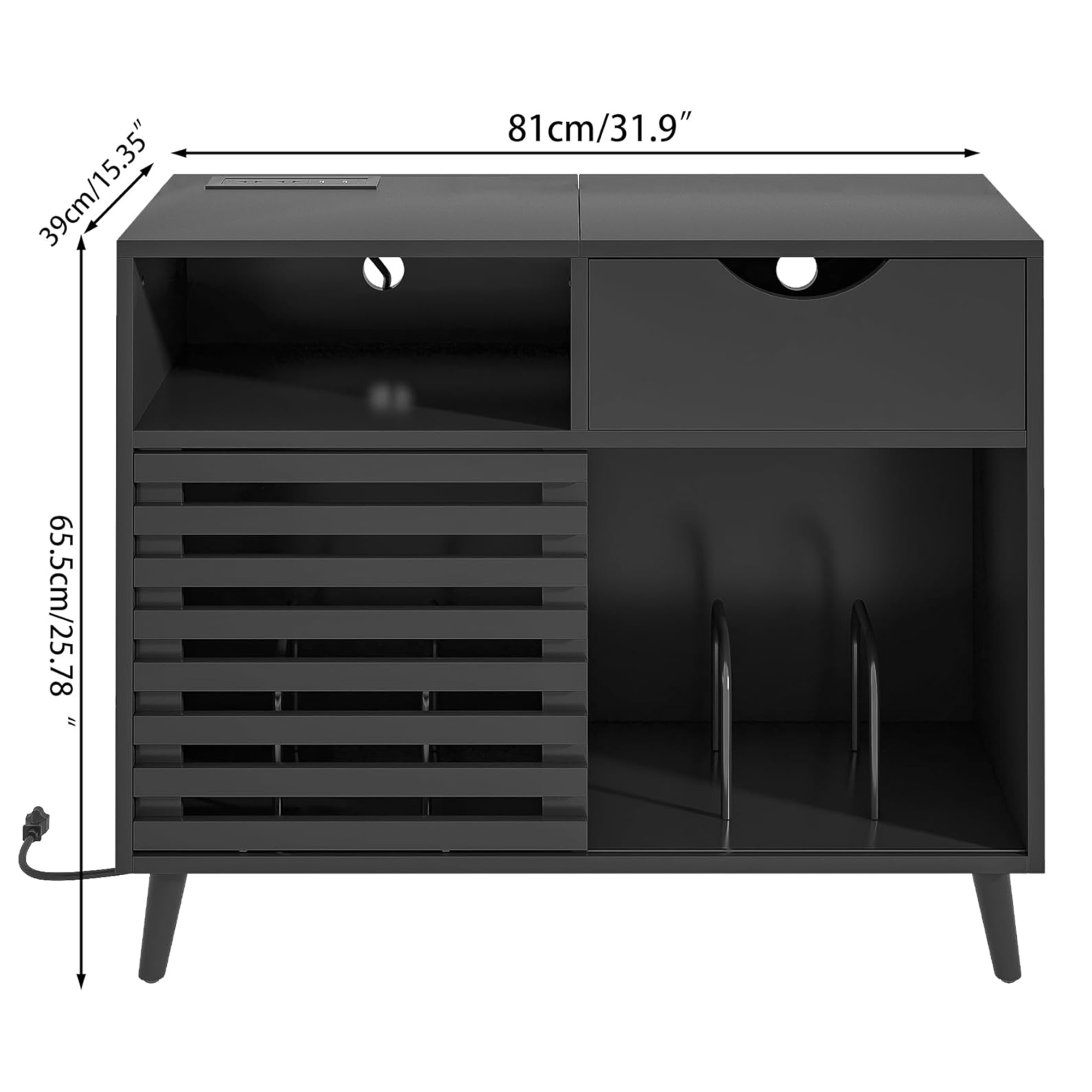 Oubayajia Mid-Century Record Player Stand with Media Storage, Vinyl ...